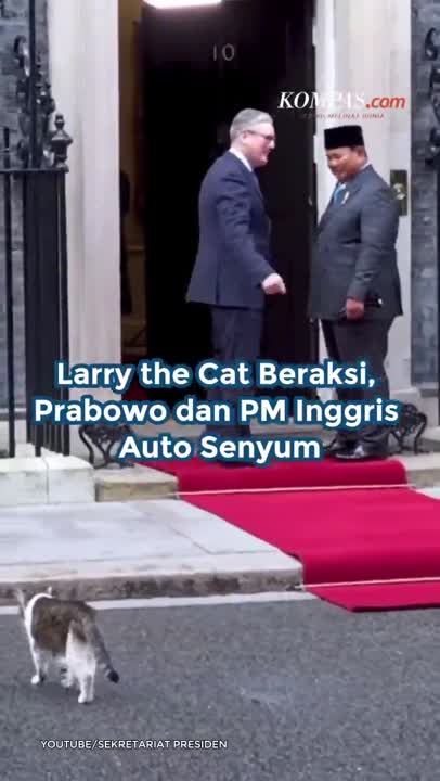 Larry the Cat Beraksi, Prabowo dan PM Inggris Auto Senyum